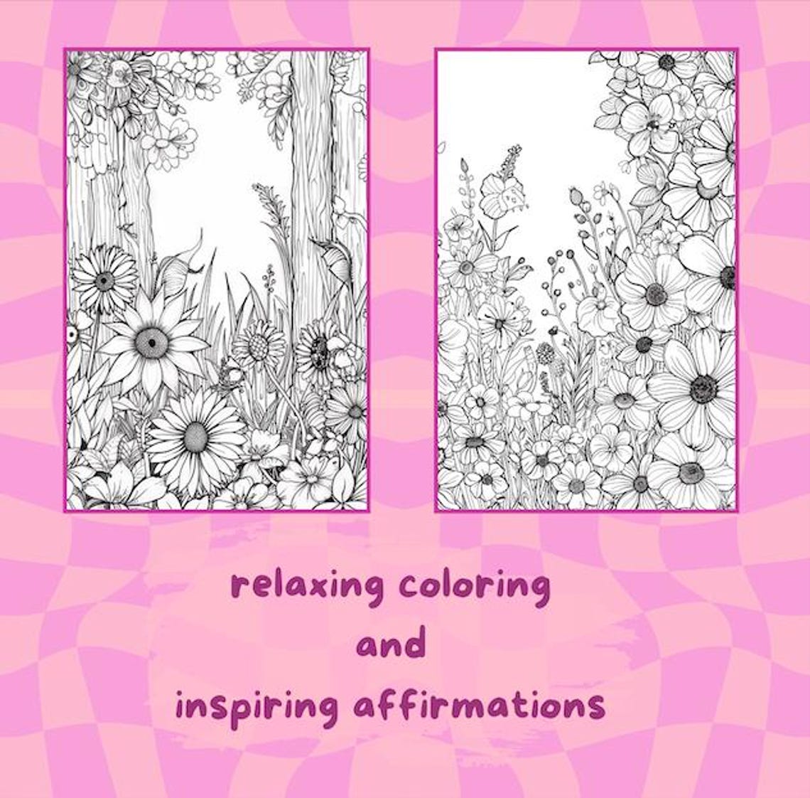 5 Cozy Flowers Coloring Pages for Adults Digital Prints Mindfulness ...