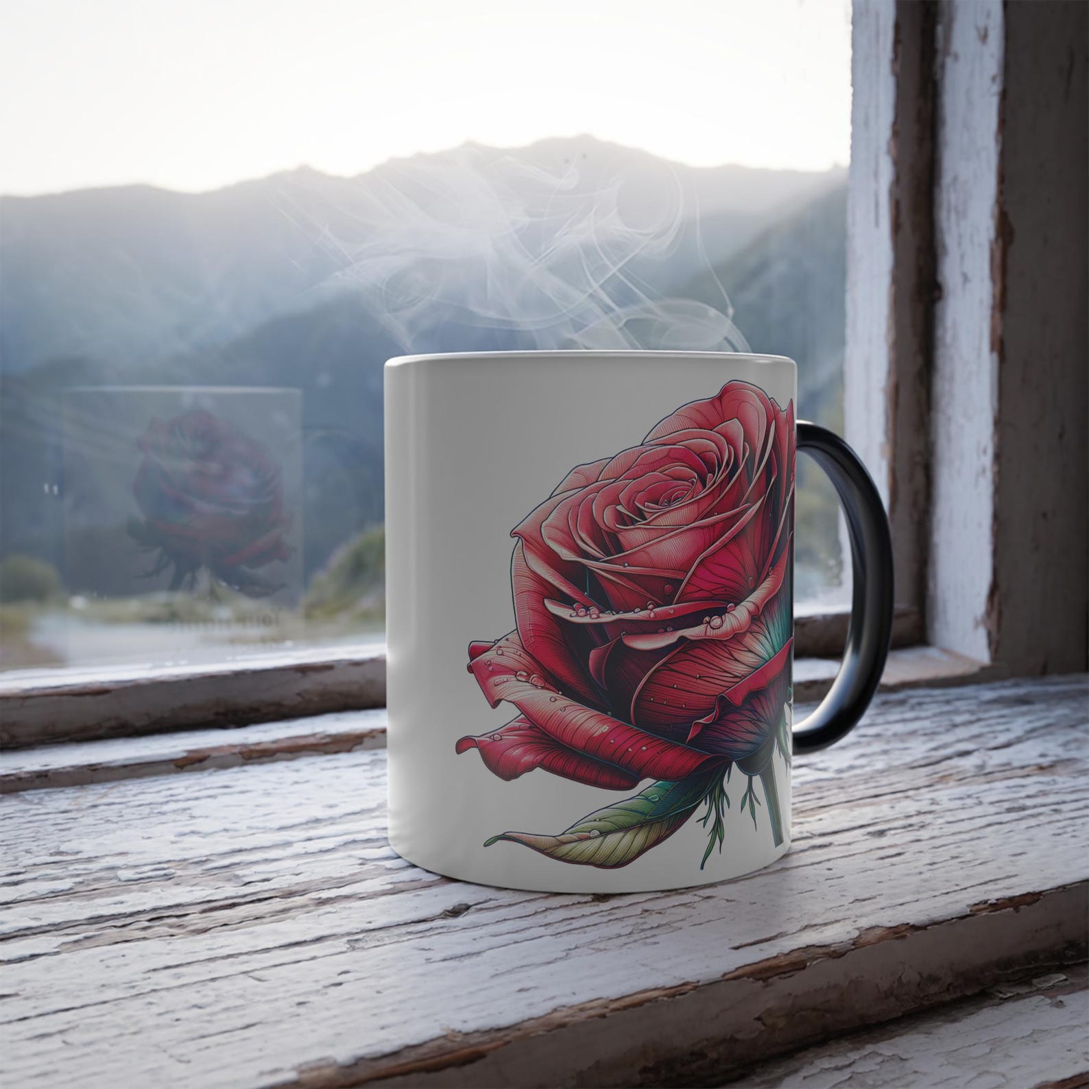 June Birth Flower Color Changing Mug: Personalized Rose Coffee Cup - Etsy