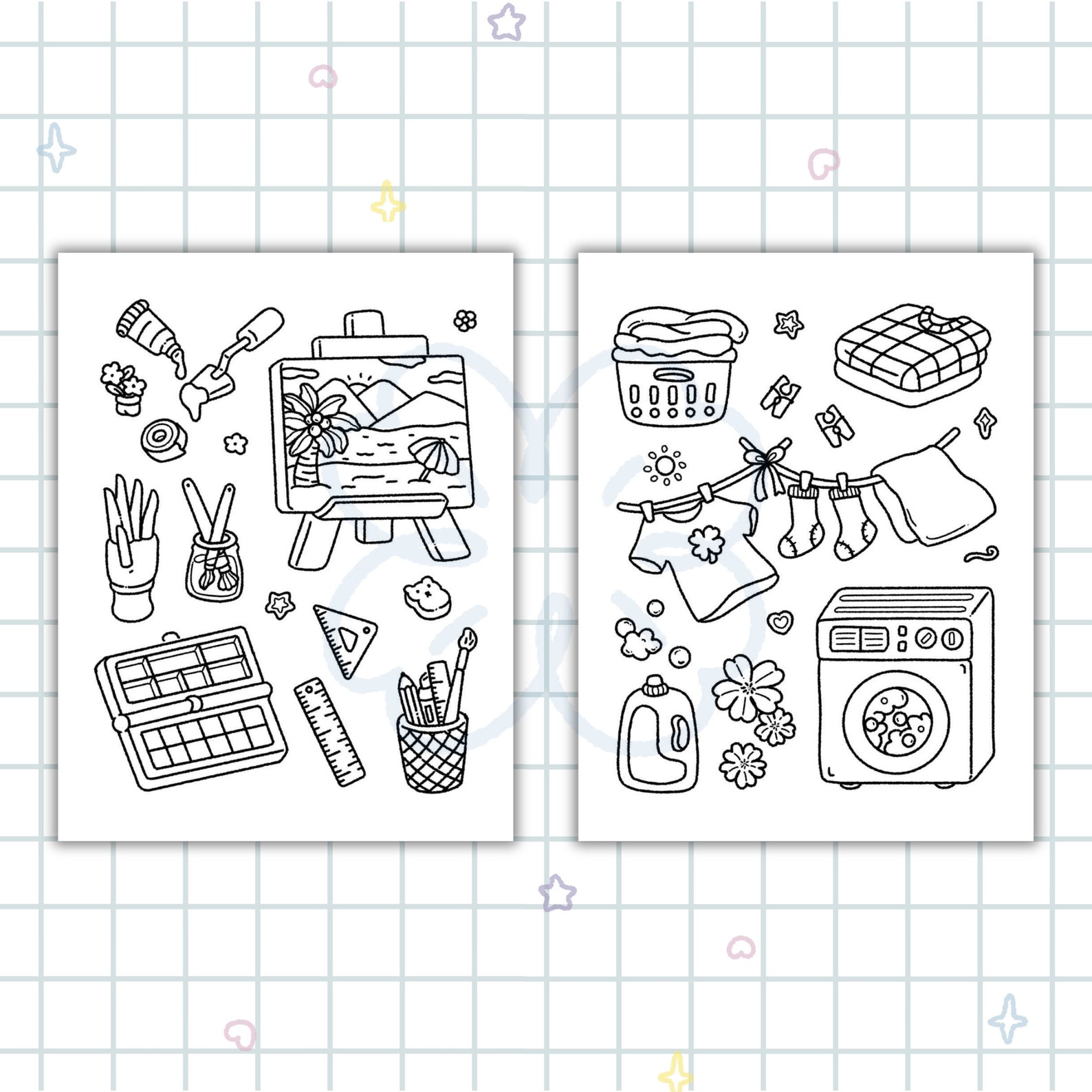 Me Time Coloring Pages, Set 1 of 4, 10 Pages of Cute Simple Doodles ...