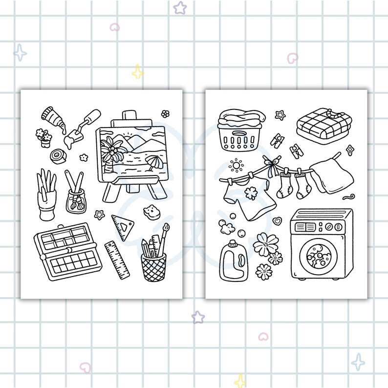 Me Time Coloring Pages, Set 1 of 4, 10 Pages of Cute Simple Doodles ...