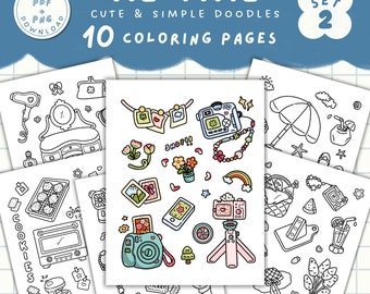 Me Time Coloring Pages, Set 1 of 4, 10 Pages of Cute Simple Doodles ...