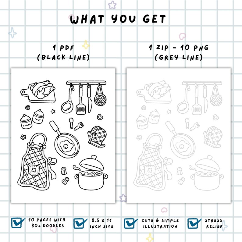 Me Time Coloring Pages, Set 1 of 4, 10 Pages of Cute Simple Doodles ...
