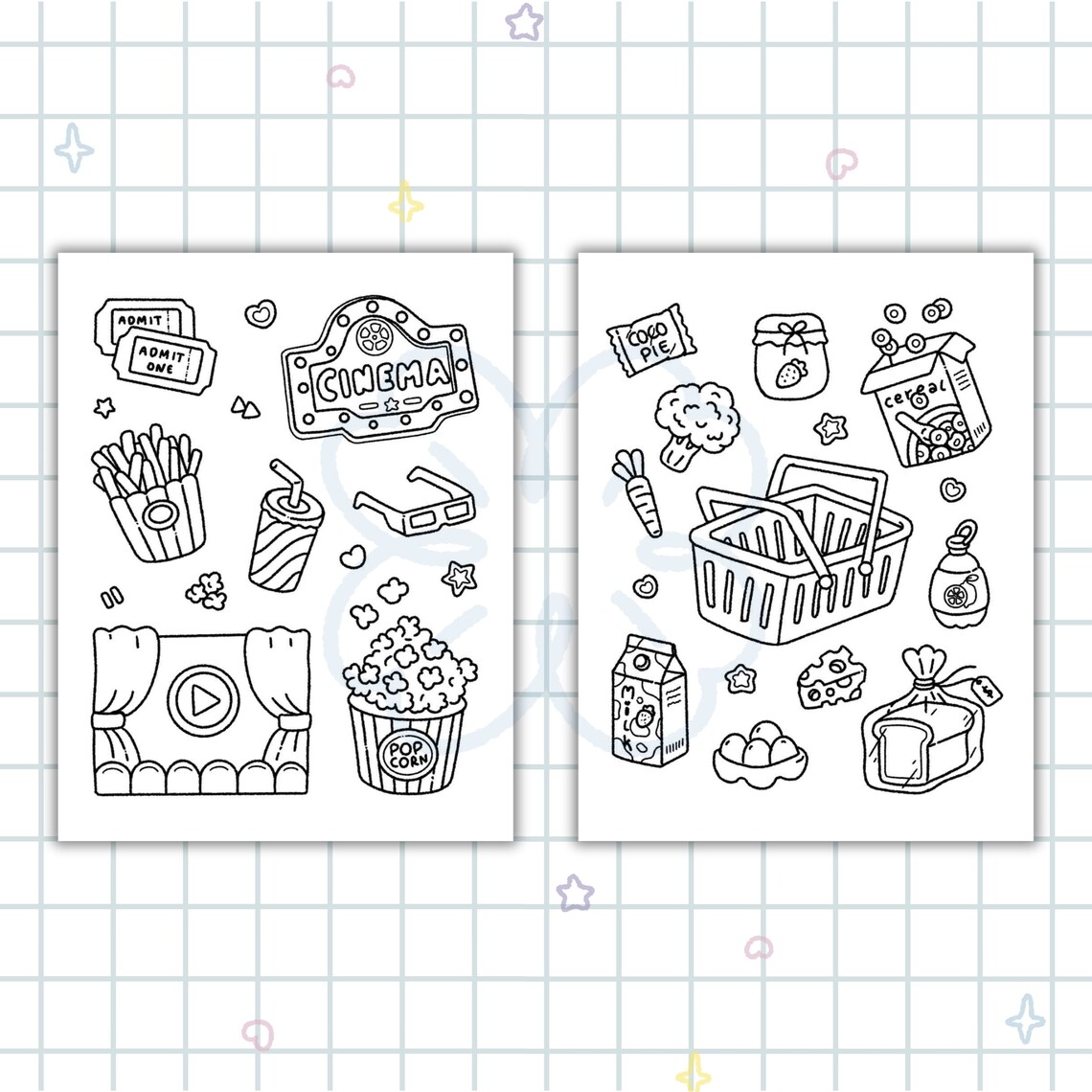 Me Time Coloring Pages, Set 1 of 4, 10 Pages of Cute Simple Doodles ...