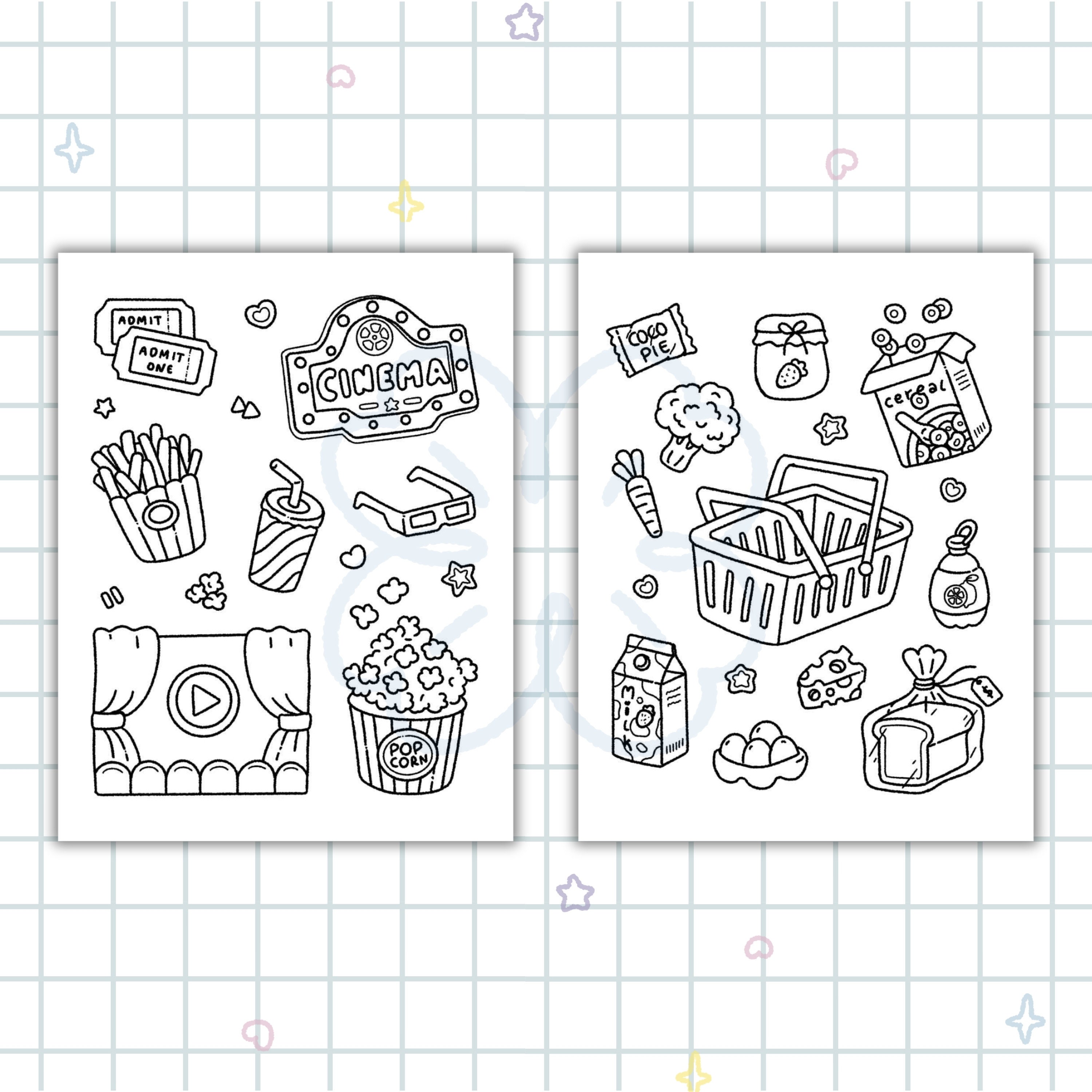 Me Time Coloring Pages, Set 1 of 4, 10 Pages of Cute Simple Doodles ...