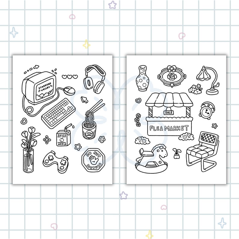 Me Time Coloring Pages, Set 1 of 4, 10 Pages of Cute Simple Doodles ...