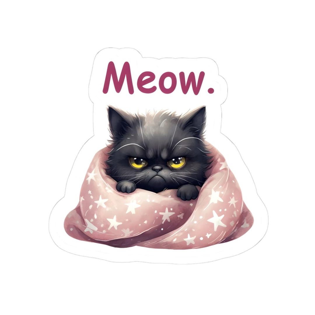 Grumpy Kitty Sticker: Cozy Cat Laptop Decal, Journal, Home Decor - Etsy