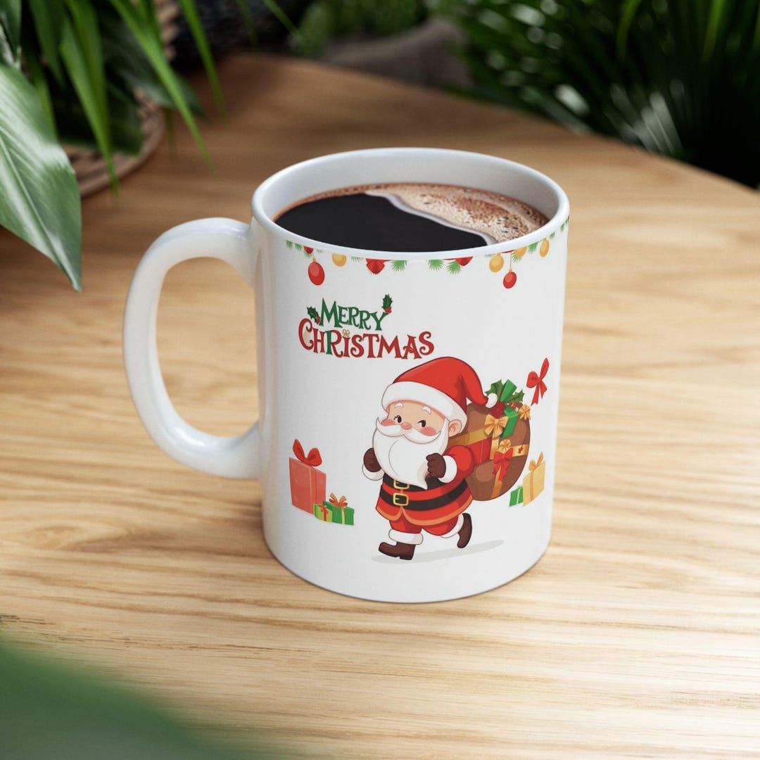 Santa Claus Ceramic Mug, Christmas Gift Cup, Cute Holiday Drinkware ...