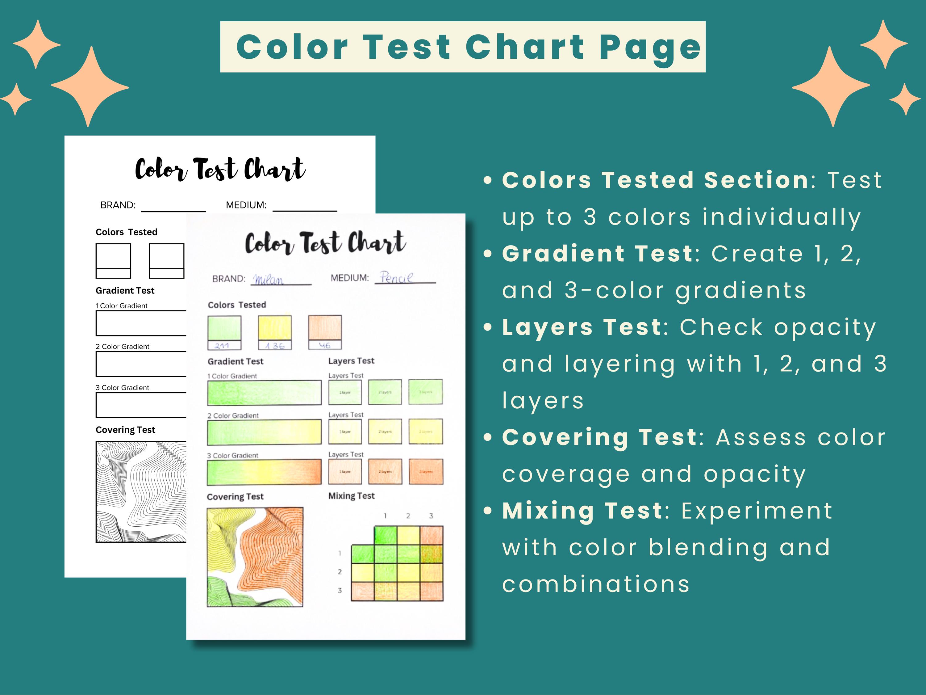 44 Page Printable Color Swatch Test Journal Pen and Marker Testing ...