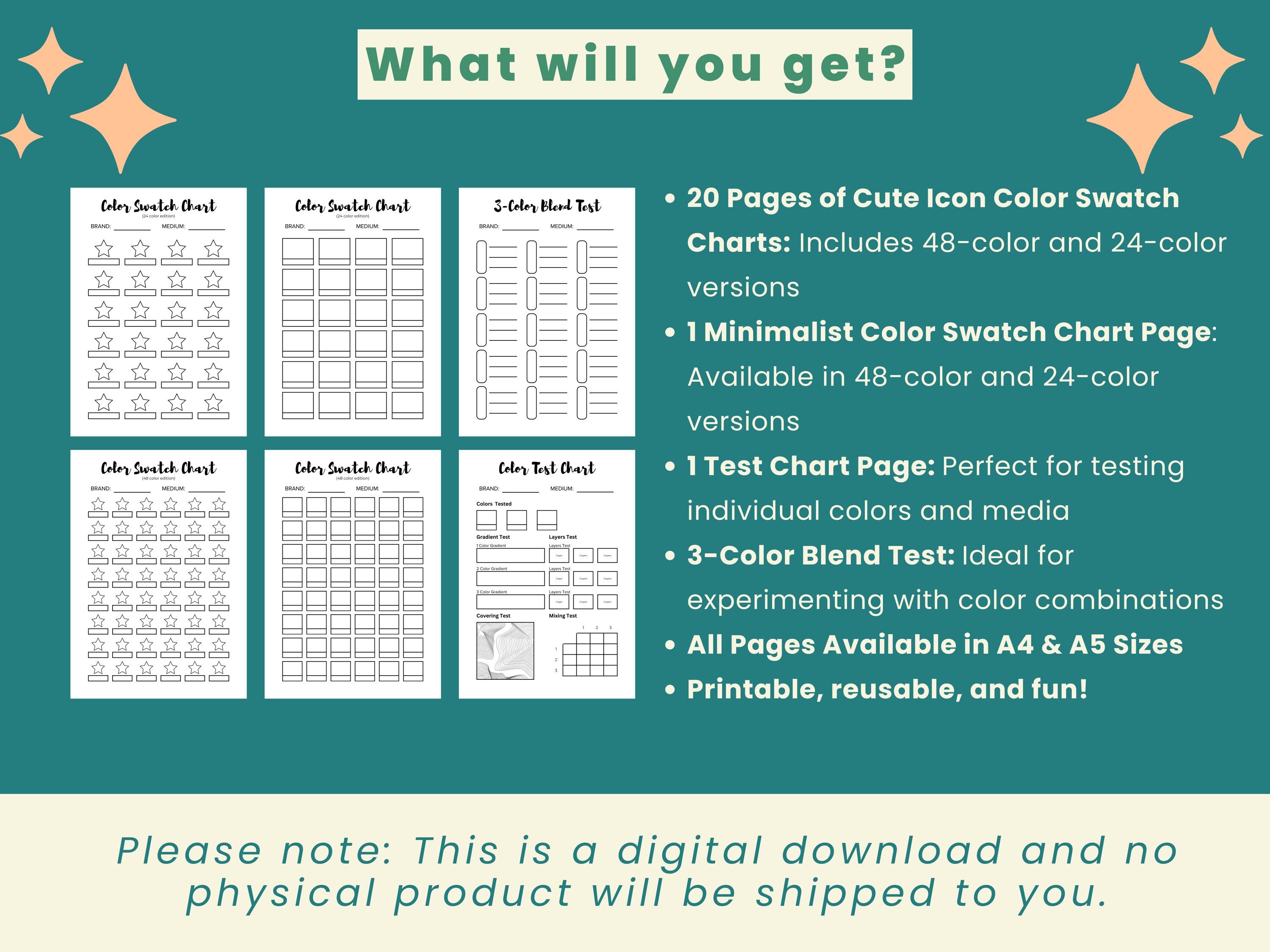 44 Page Printable Color Swatch Test Journal Pen and Marker Testing ...