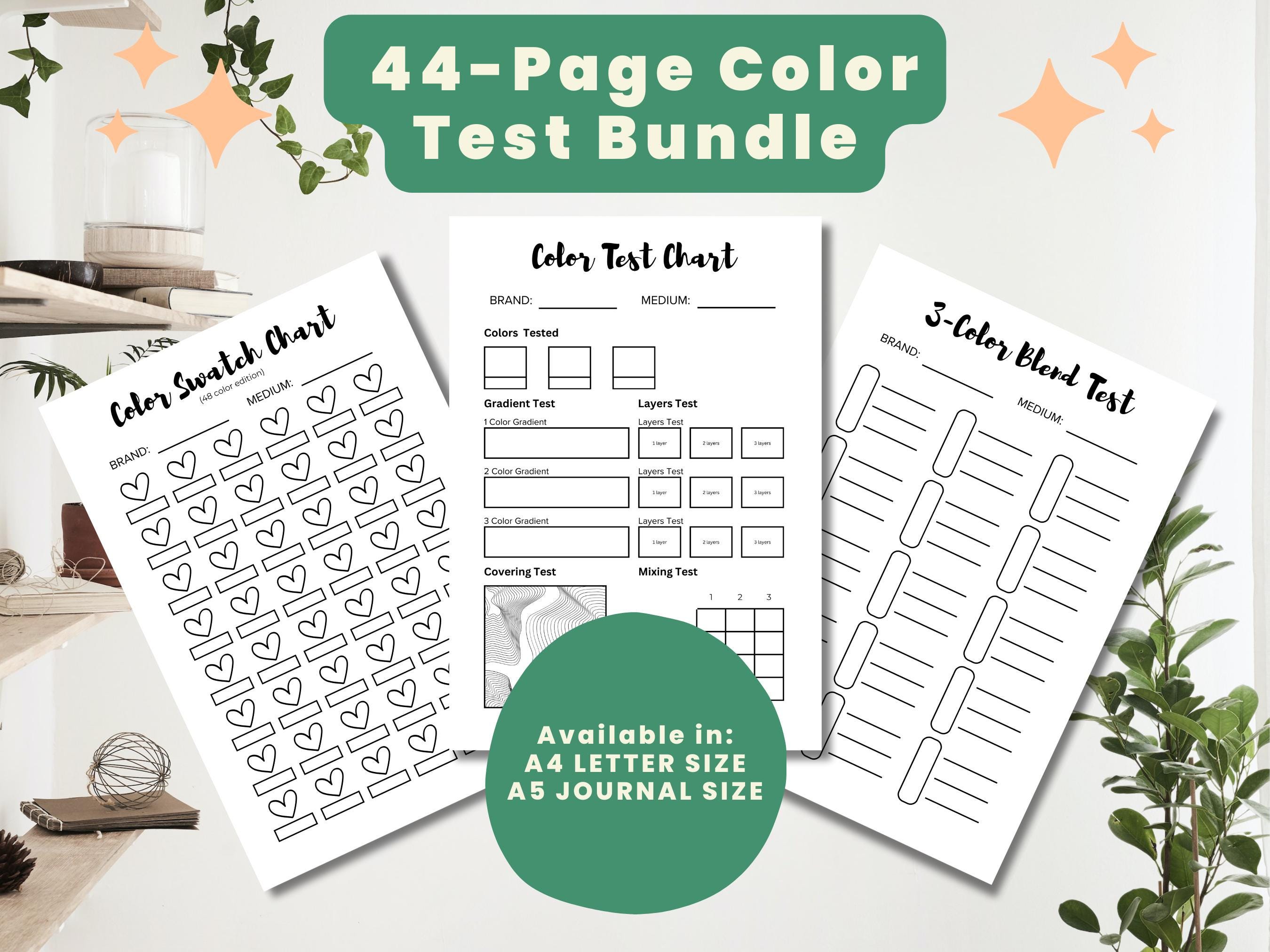 44 Page Printable Color Swatch Test Journal Pen and Marker Testing ...