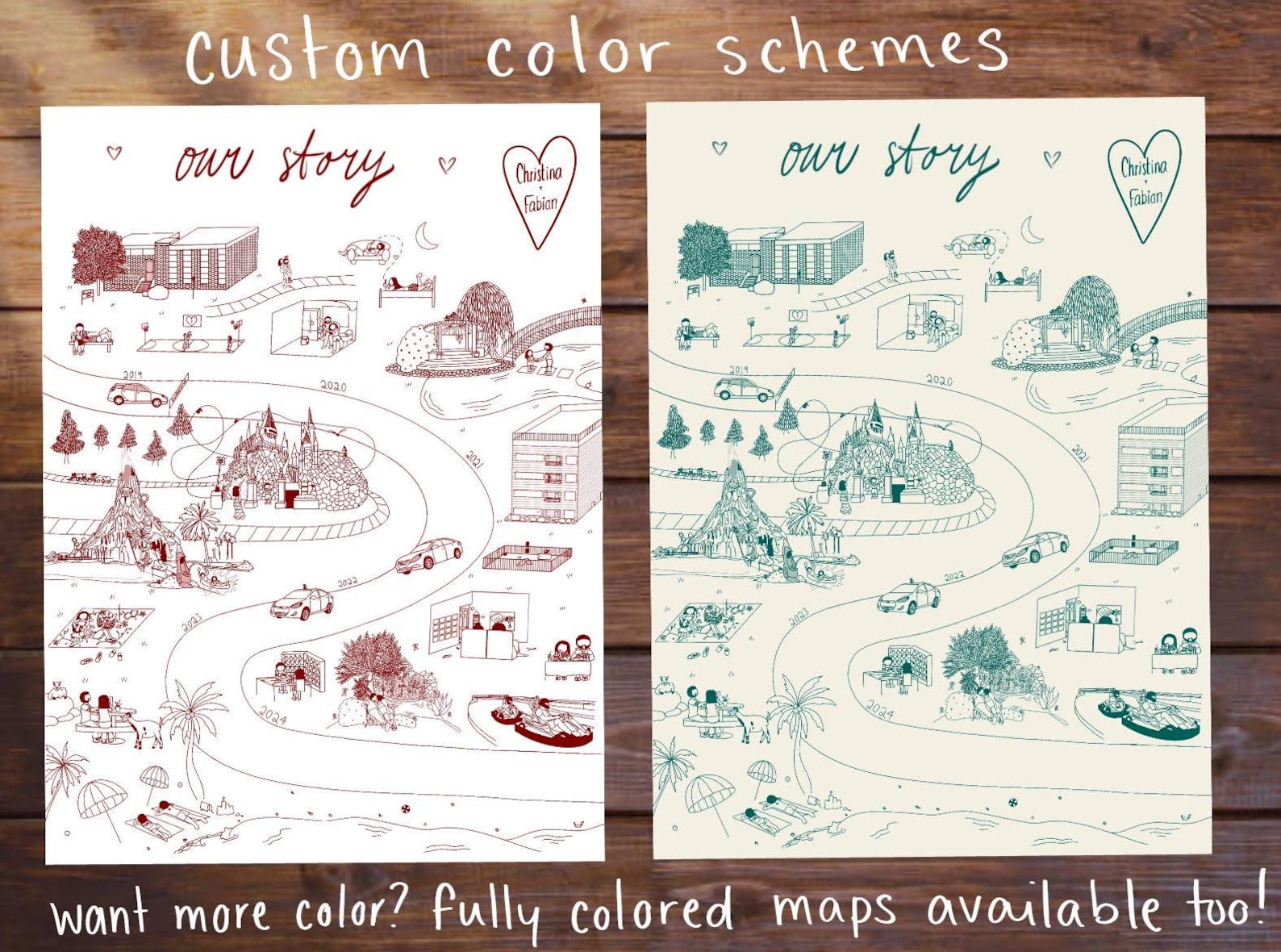 Relationship Map Love Story Map Personalized Gift Anniversary and ...