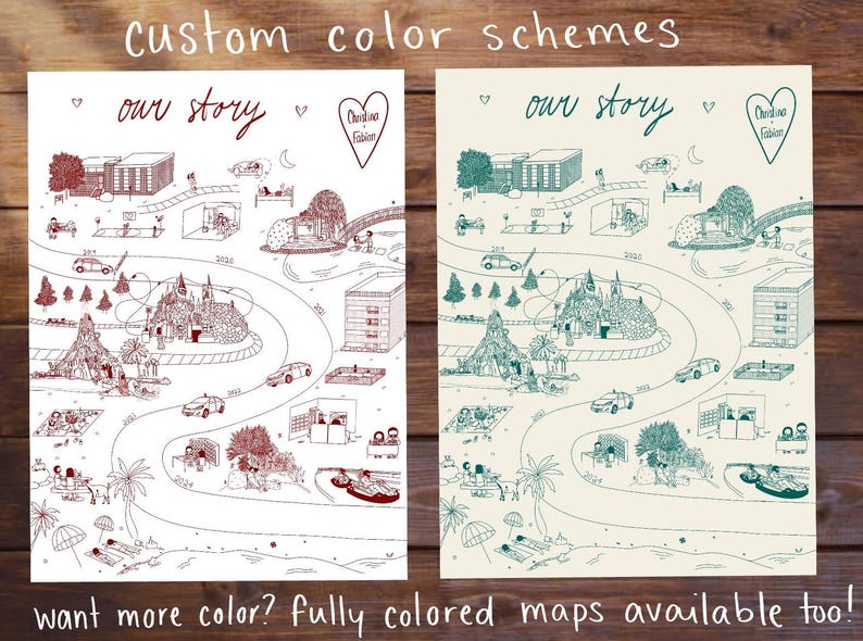 Relationship Map Love Story Map Personalized Gift Anniversary and ...