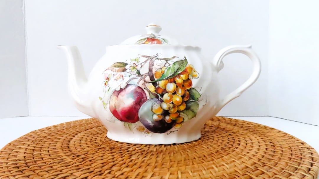 Vintage Arthur Wood and Son Floral & Fruit Porcelain Teapot ...
