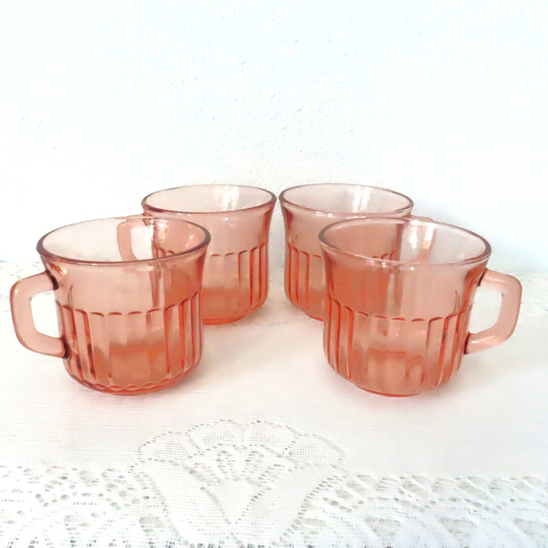 Vintage Fortecrisa Mexico Clear Pink 8 Oz. Mug Depression Glass Coffee ...