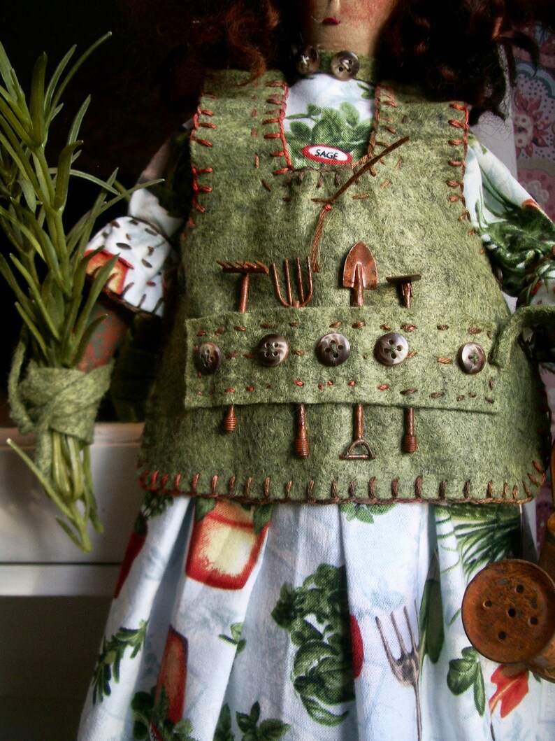 24" Handmade Primitive Folk Art Doll-gardening Gertrude - Etsy