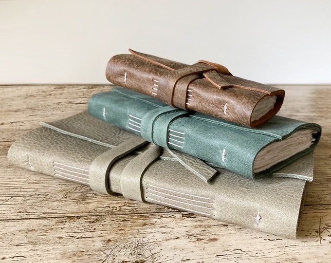 A6 Leather Sketchbook With Handmade Cotton Rag Paper, Rustic Handbound ...