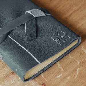 Monogram Leather Journal Hand Embroidered Leather A6 Initials Custom ...