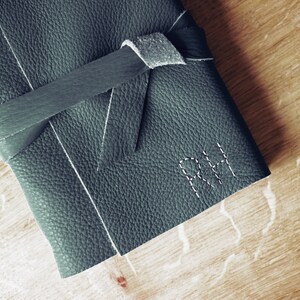 Monogram Leather Journal Hand Embroidered Leather A6 Initials Custom ...