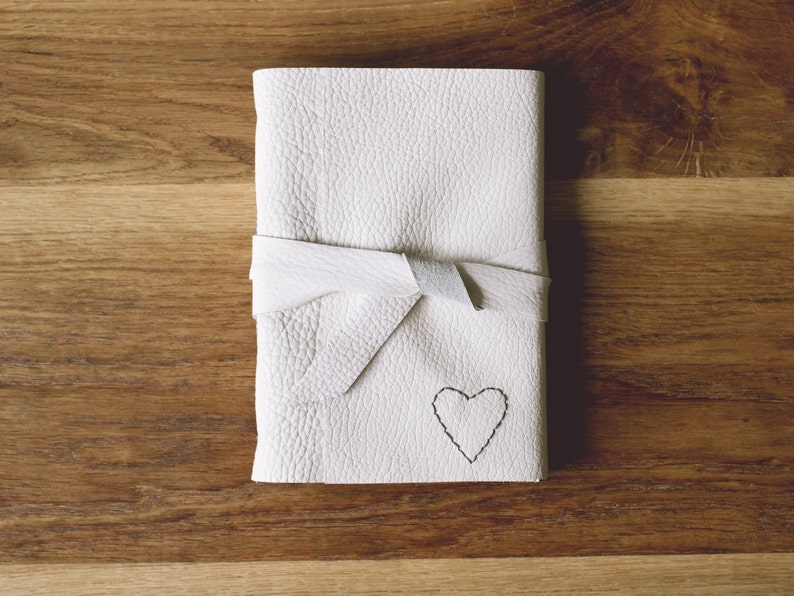 Love Heart Leather Journal - 6 X 4 Hand Embroidered Blank Book - A6 ...