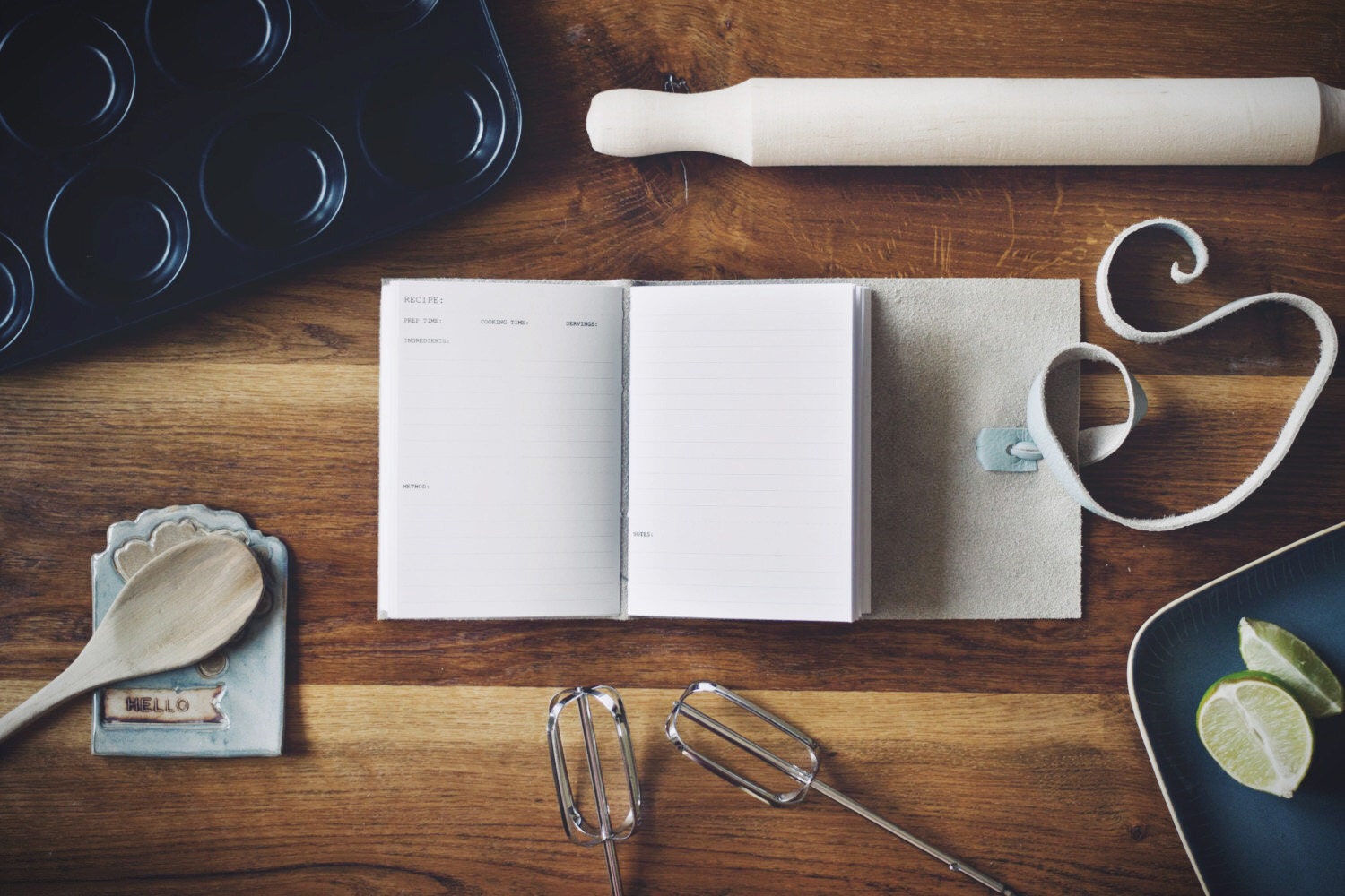 Recipe Book - Leather Wrap Journal - Hand-bound Blank Cook Book - 6 X 4 ...