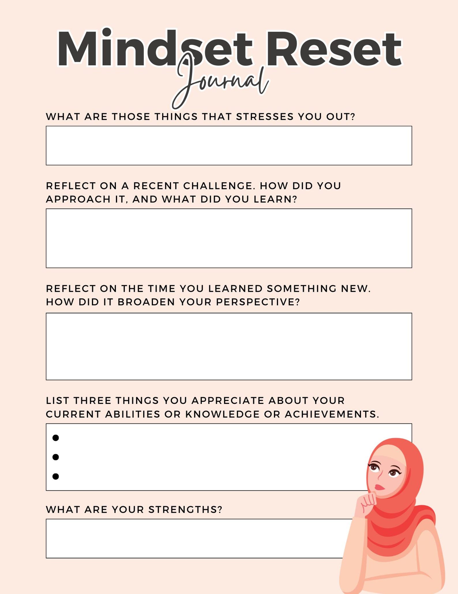 Mindset Reset Journal, A4 Downloadable PDF for Personal Growth, Ideal ...