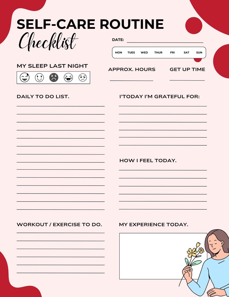 Editable Self Care Routine Checklist Planner, A4 Downloadable PDF for ...