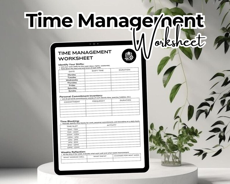 Printable Time Management Worksheet for Shift Workers, A4 PDF for ...