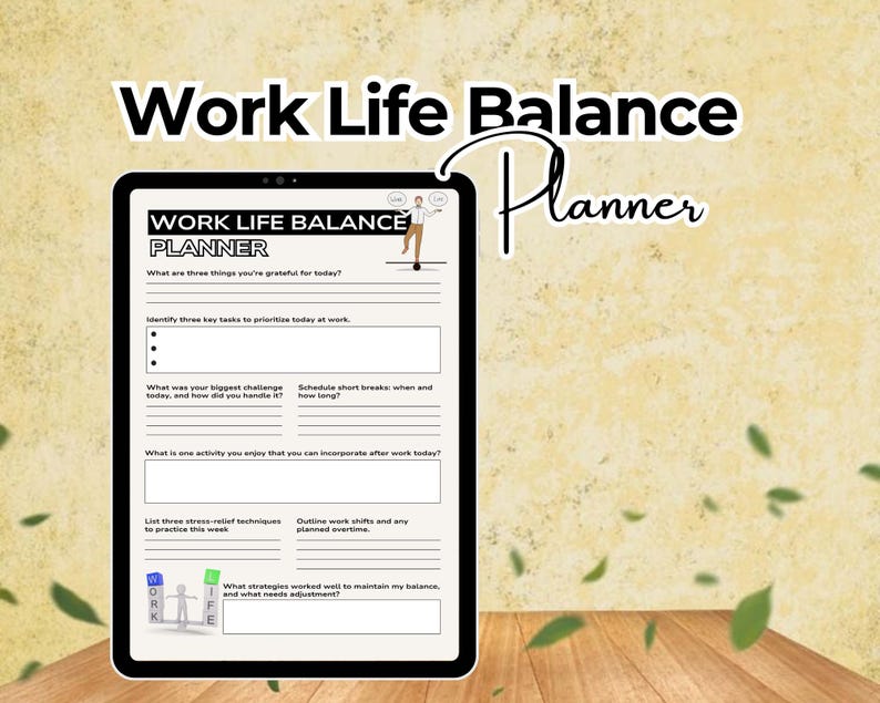 Digital Work-life Balance Planner, A4 Downloadable PDF for Organizing ...