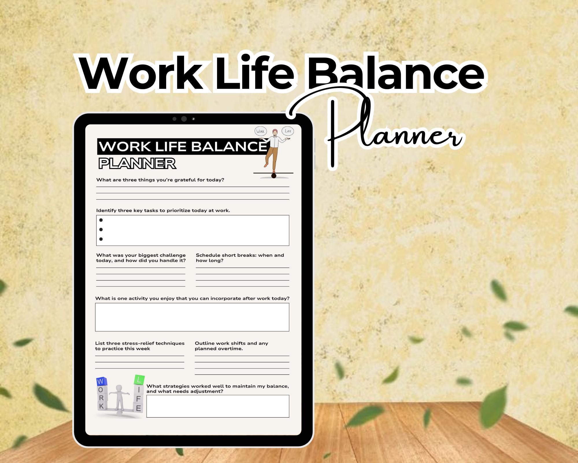 Digital Work-life Balance Planner, A4 Downloadable PDF for Organizing ...