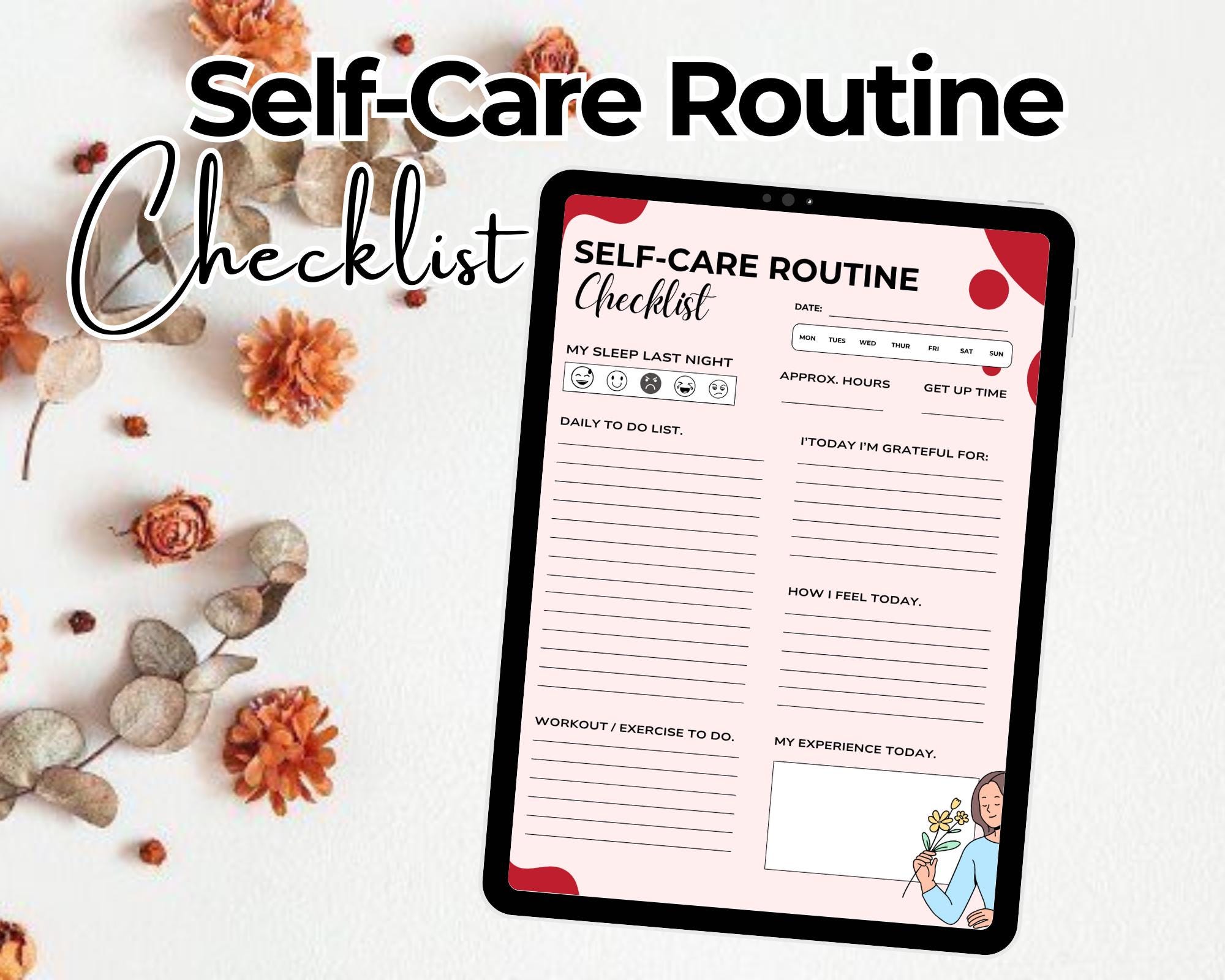 Editable Self Care Routine Checklist Planner, A4 Downloadable PDF for ...