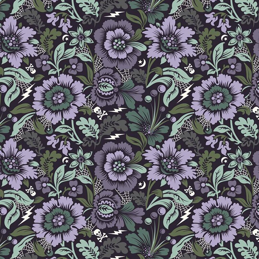 Tula Pink Nightshade Spider Blossom Evening Shade OOP - Etsy