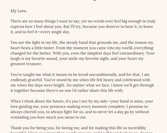 Printable Love Letter for Husband Valentine Day Love Letter for ...