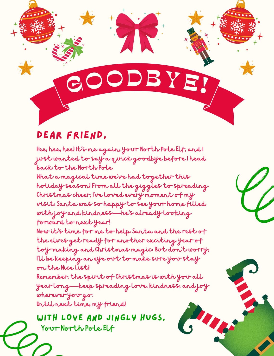 Elf Letter Combo: Hello & Goodbye Letters - Printable Set - Etsy