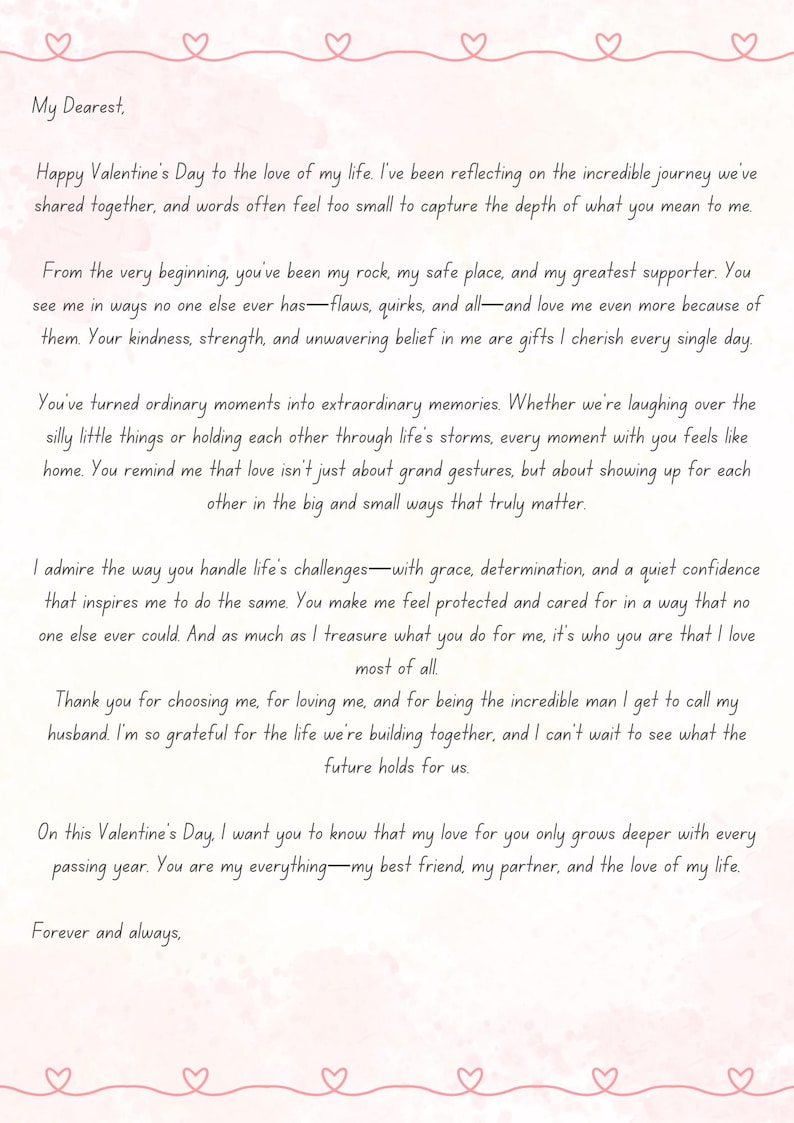 Valentines Letter to Husband - Etsy