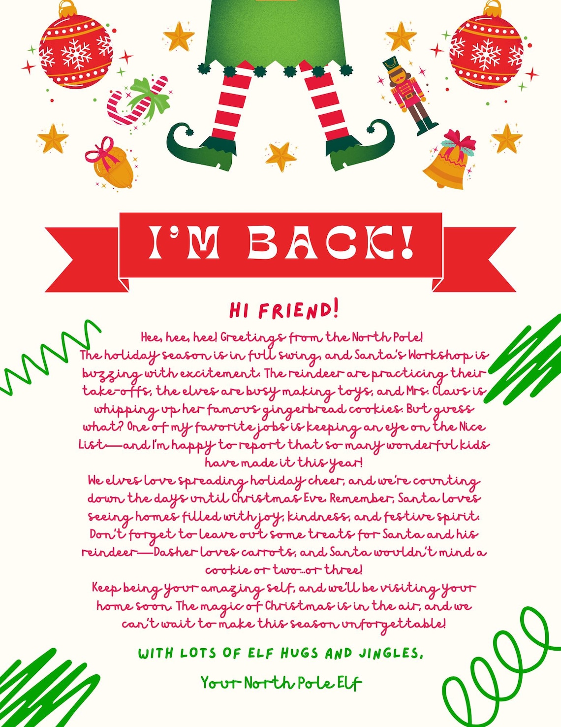 Elf Letter Combo: Hello & Goodbye Letters - Printable Set - Etsy