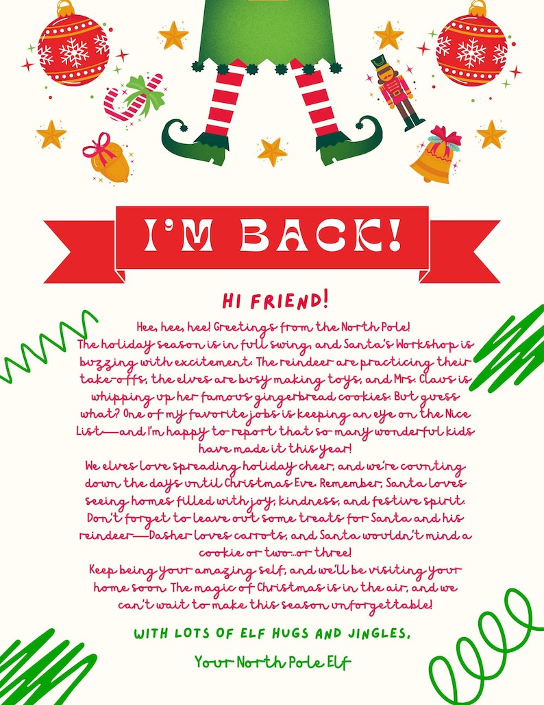 Elf Letter Combo: Hello & Goodbye Letters - Printable Set - Etsy