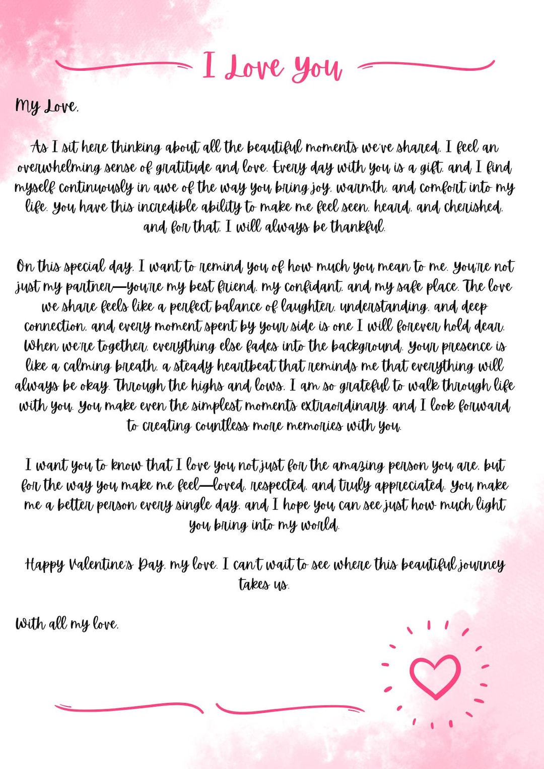 Valentines Letter to My Love - Etsy