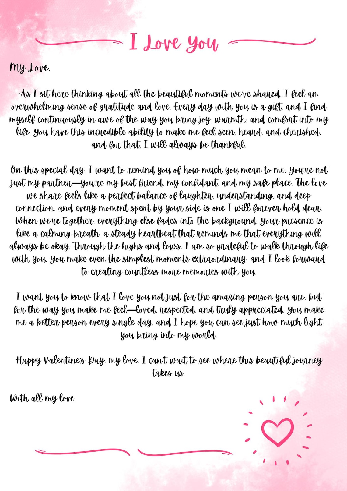 Valentines Letter to My Love - Etsy