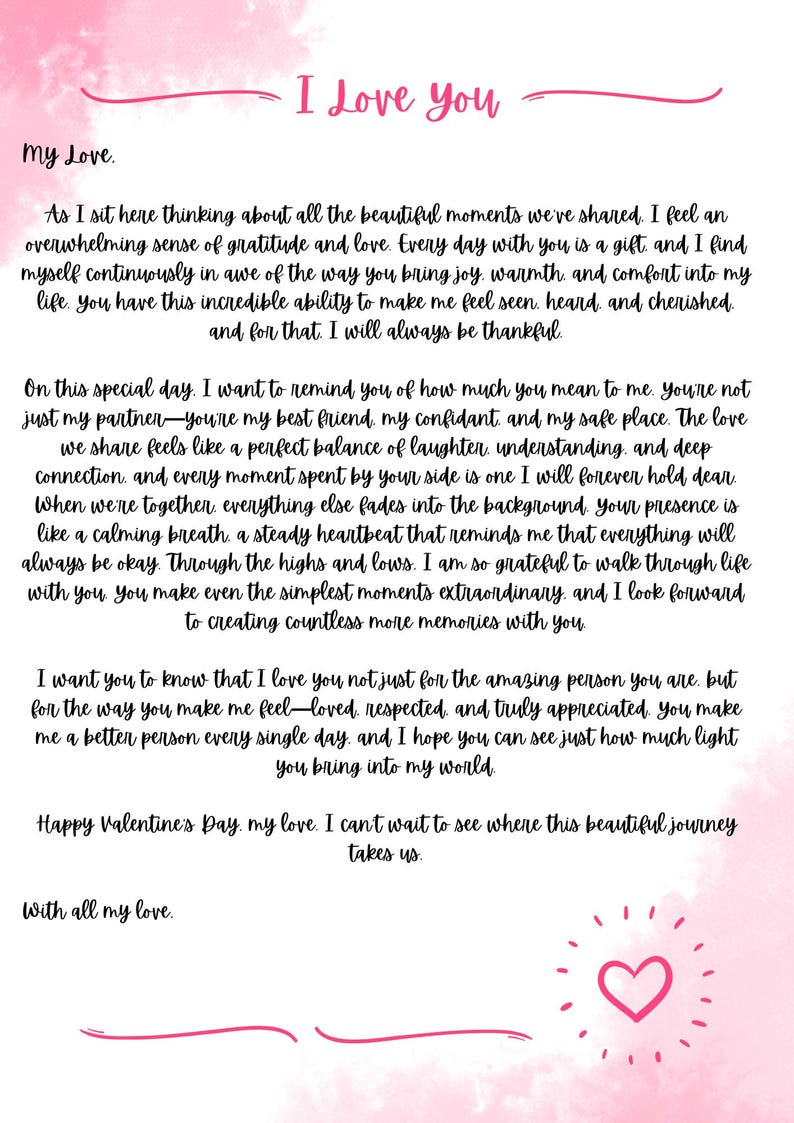 Valentines Letter to My Love - Etsy