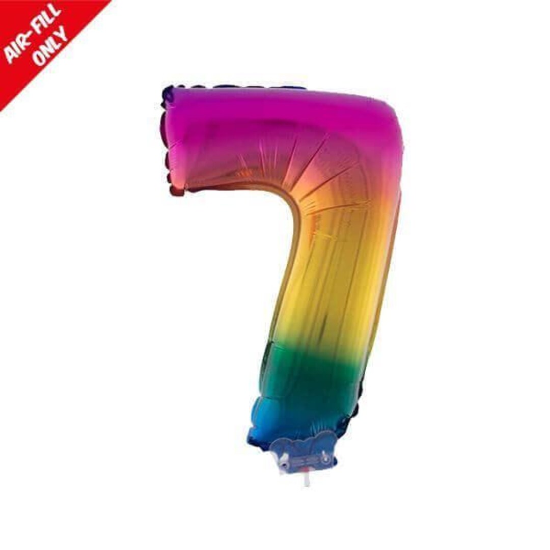 Rainbow Number 7 Balloon on Stick for Celebrations - Etsy