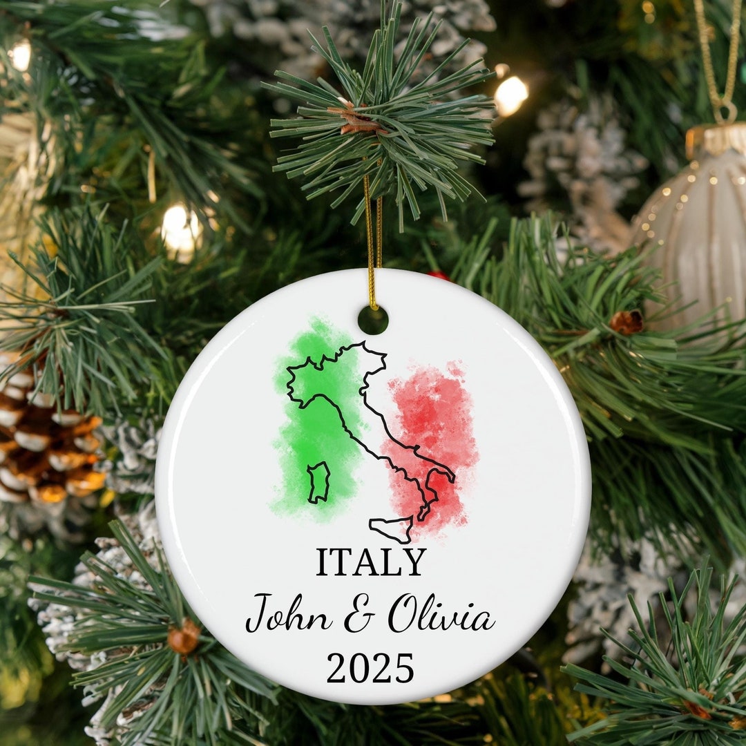 Italy Flag Ornament, Personalized Italy Ornament, Custom Italy Flag ...