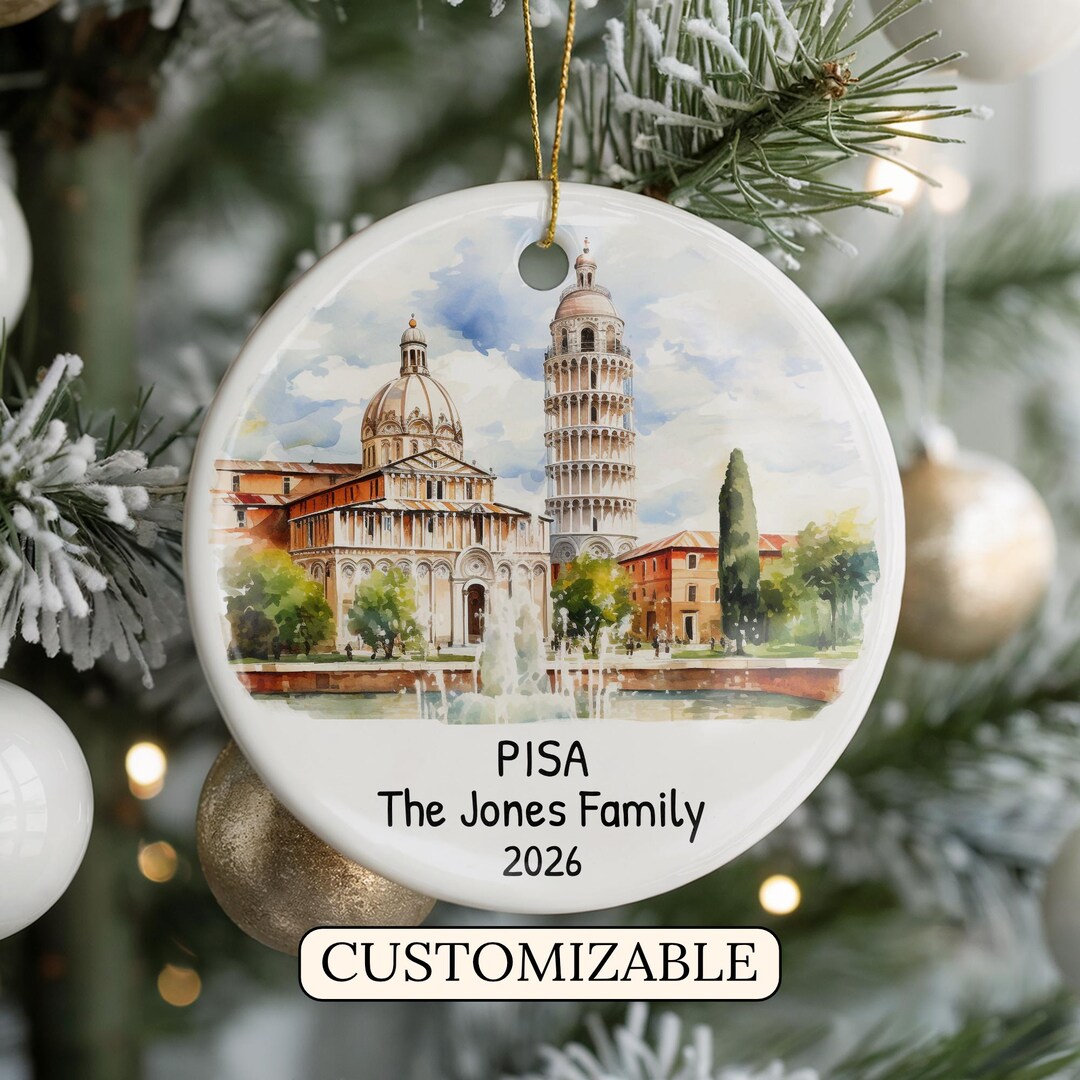 Custom Pisa Christmas Ornament, Personalized Italy Travel Gift, Holiday ...