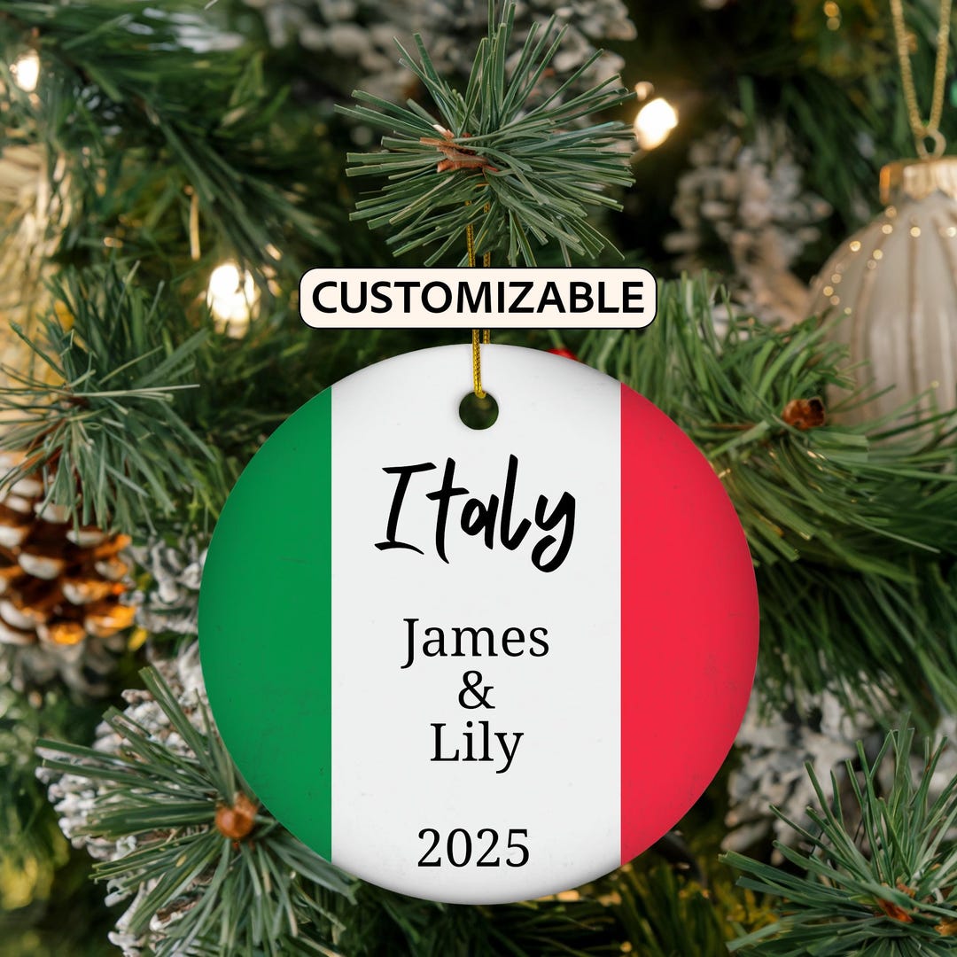 Italy Flag Ornament, Personalized Italy Ornament, Custom Italy Flag ...