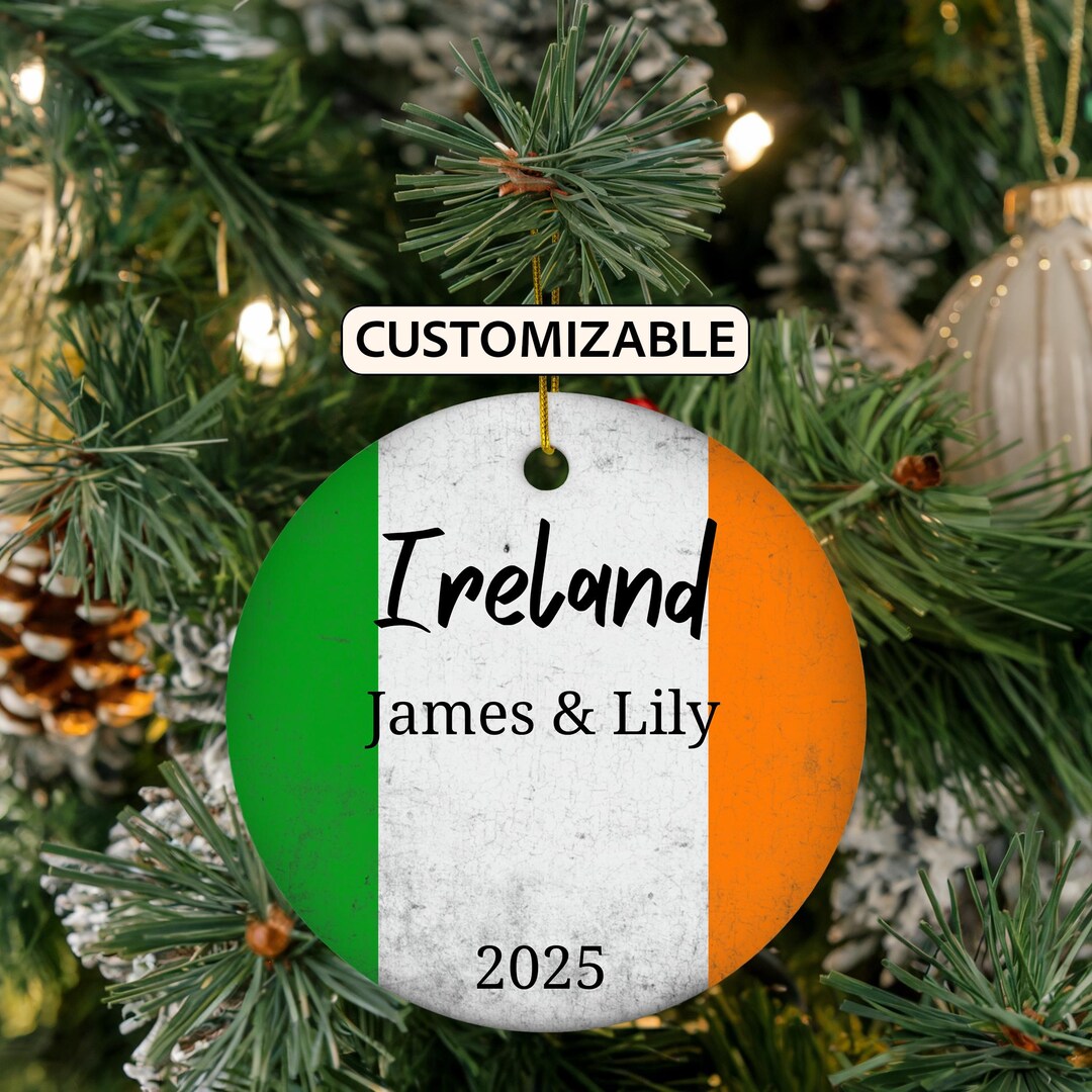 Ireland Flag Ornament, Personalized Ireland Ornament, Custom Ireland ...