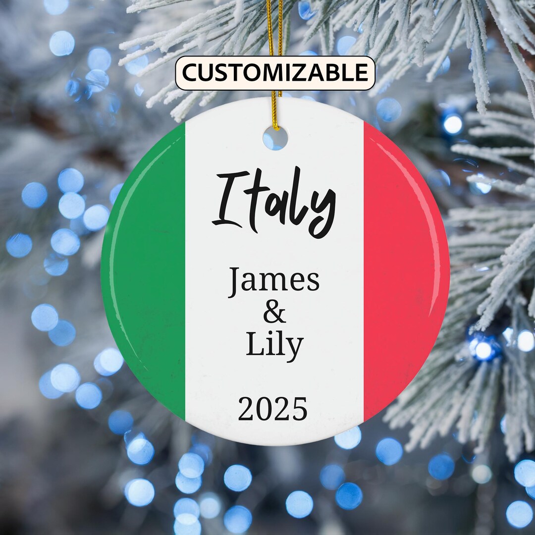 Italy Flag Ornament, Personalized Italy Ornament, Custom Italy Flag ...