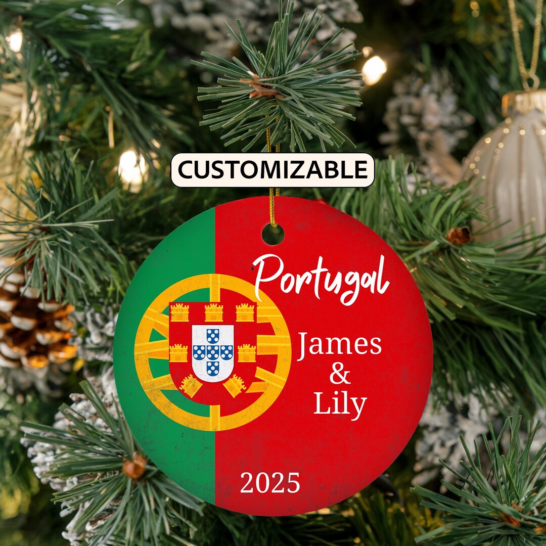 Portugal Flag Ornament, Personalized Portugal Ornament, Custom Portugal ...