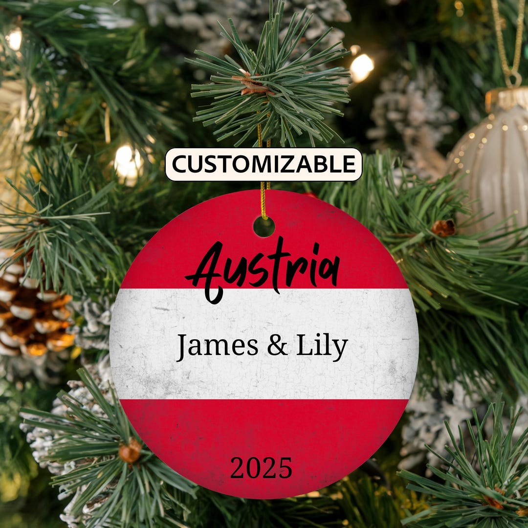 Austria Flag Ornament, Personalized Austria Ornament, Custom Austria ...
