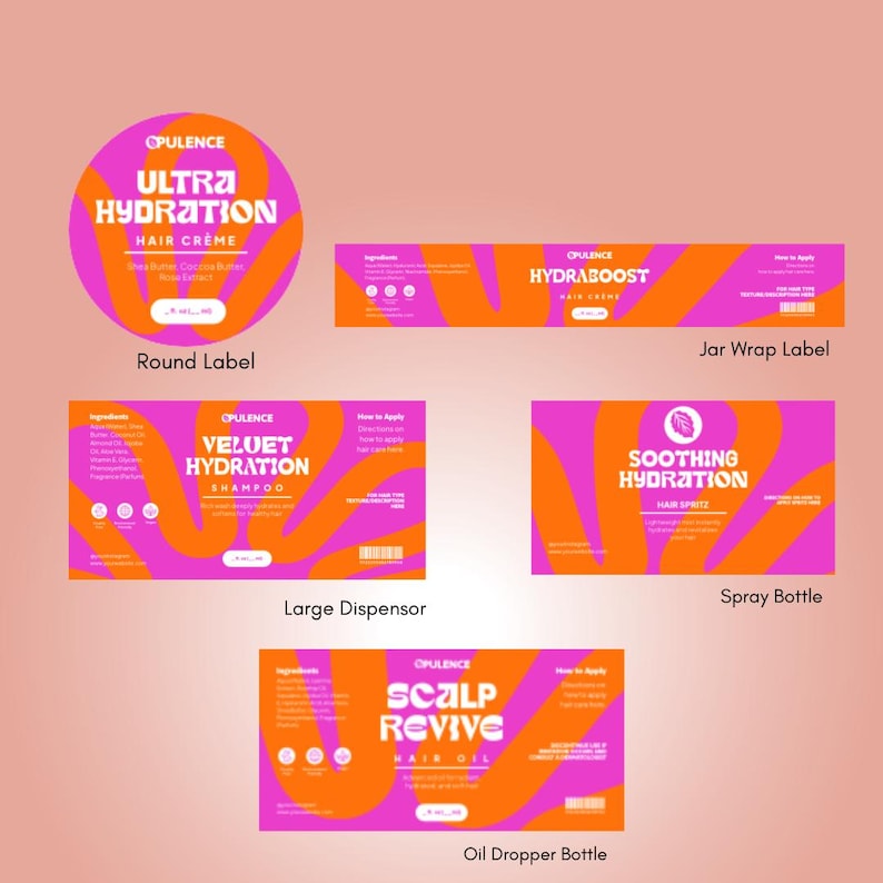 Editable Cosmetic Labels Template, Modern Hair Product Label, DIY Label ...