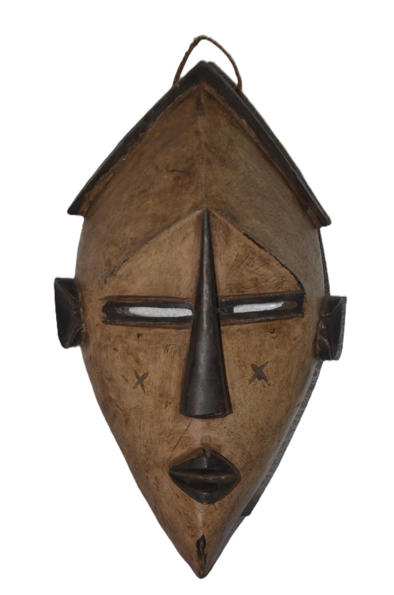 Tribal Wall Decor African Lwalwa Mask Hand Carved Wood Art Modern ...