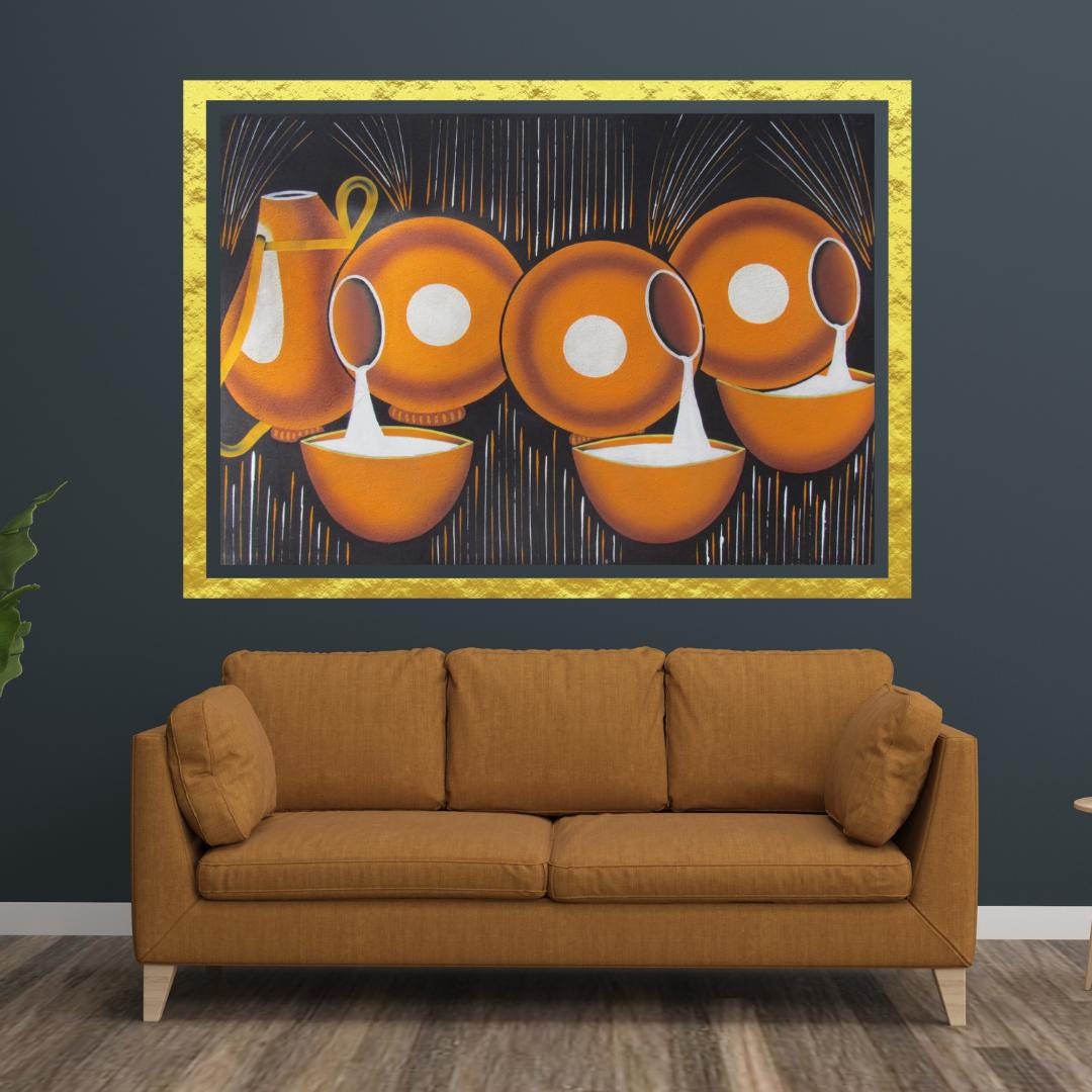 Rwandan Calabash Art | Milk Storage Painting | African Wall Decor ...